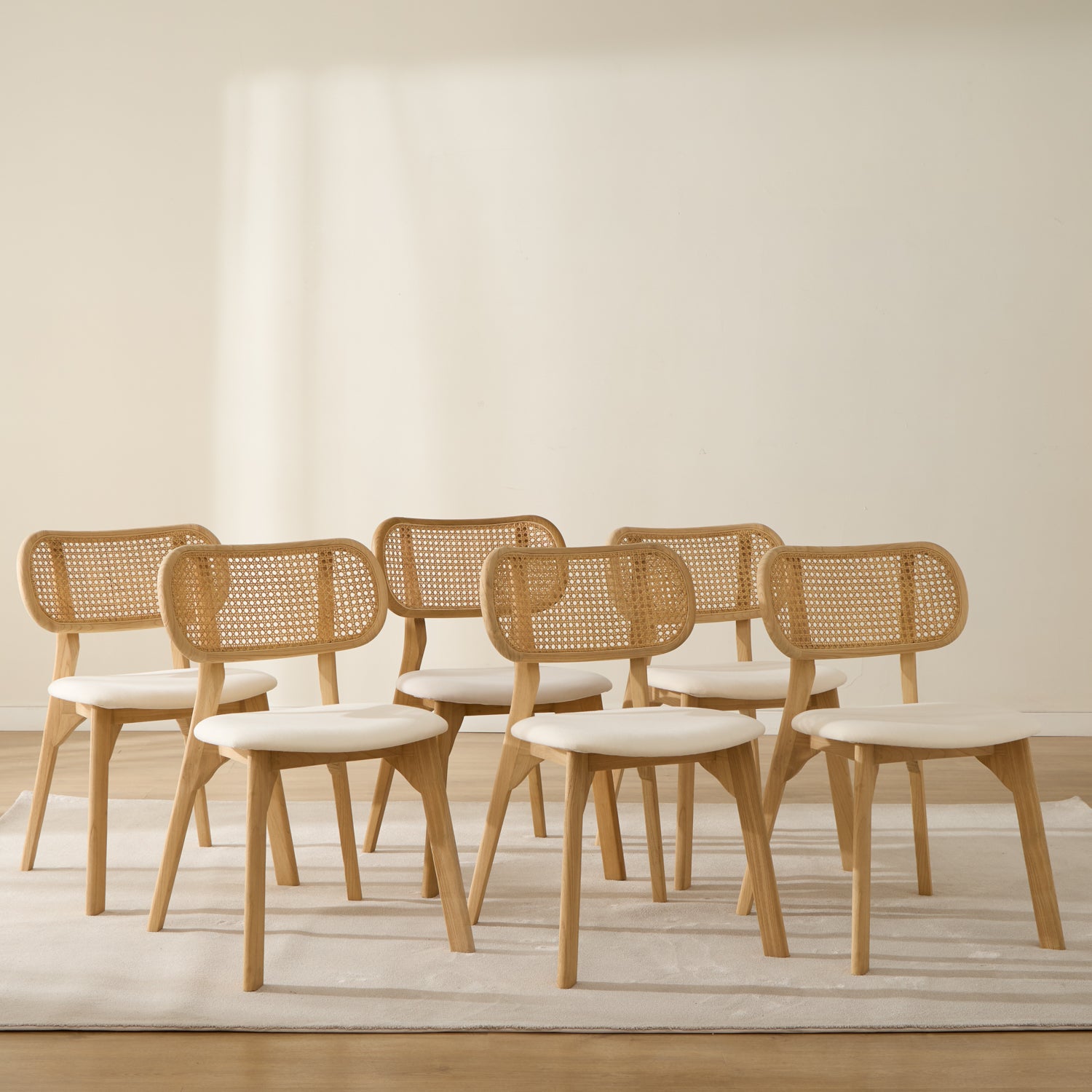 Pack 6 sillas Dari de madera y ratán - Comedor | Wabi Home
